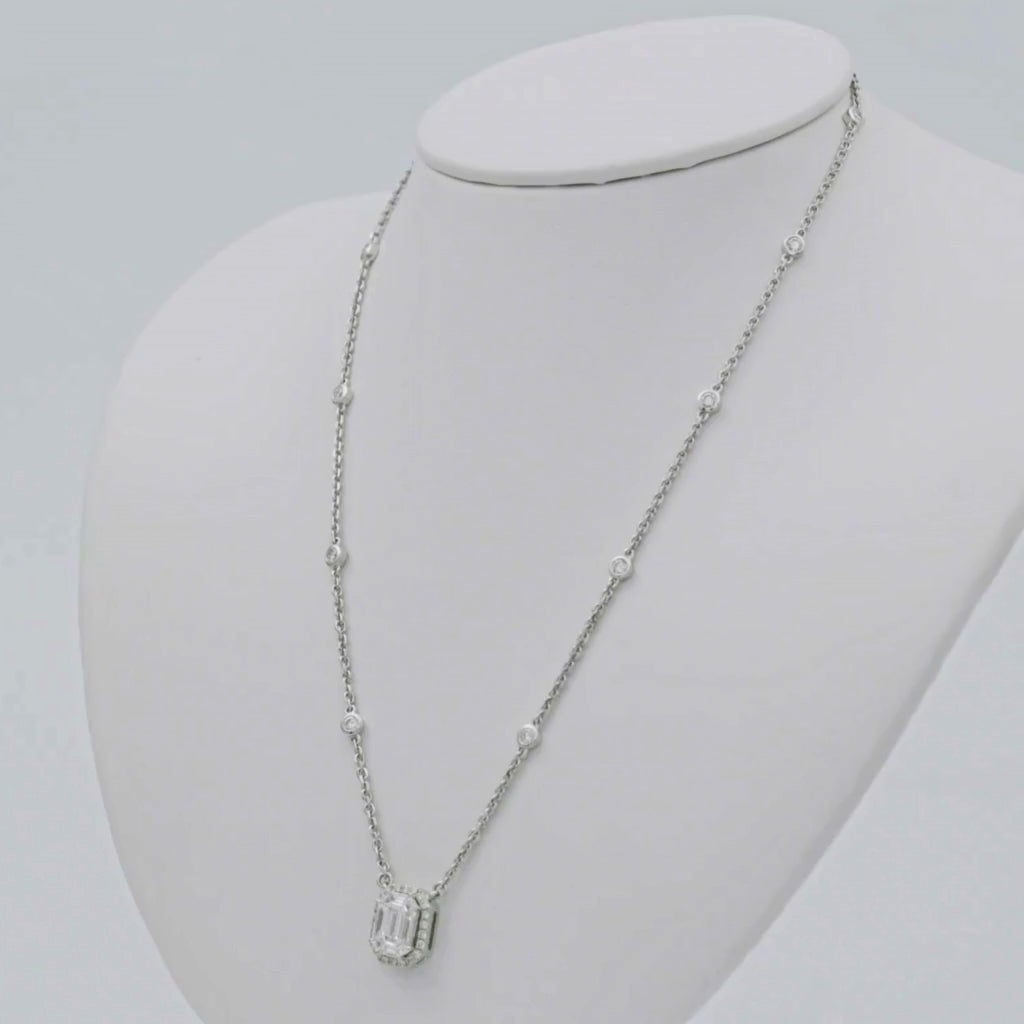 INFINITY STATIONARY SQUARE HALO DIAMOND PENDANT – Infinity Jewelry