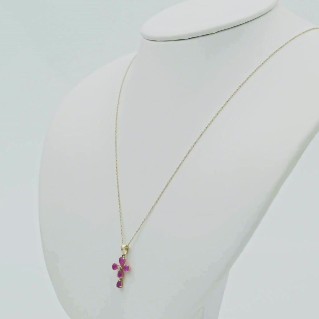 10KT YELLOW GOLD RUBY CROSS PENDANT – Infinity Jewelry
